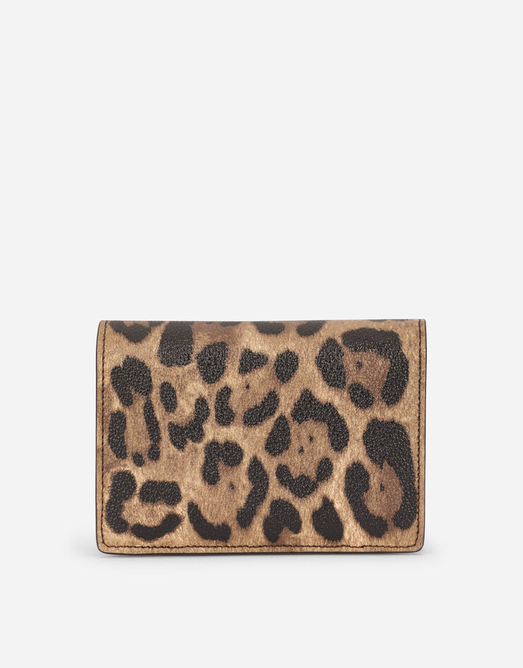 Leopard-print Crespo zip-around wallet with branded plate in Multicolor ...