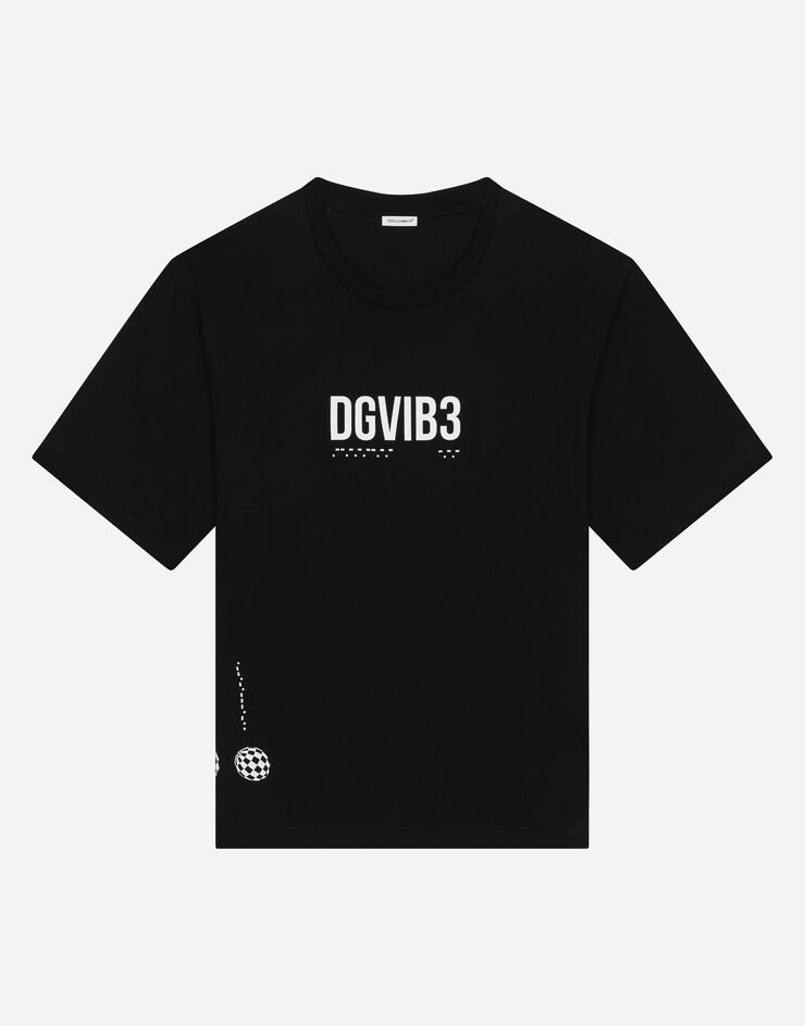 Jersey T-shirt with DGVIB3 logo in Black for Men | Dolce&Gabbana® US