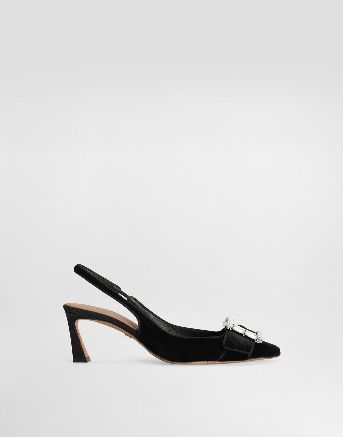Velvet slingbacks with bejeweled buckle in Black for Women | Dolce ...
