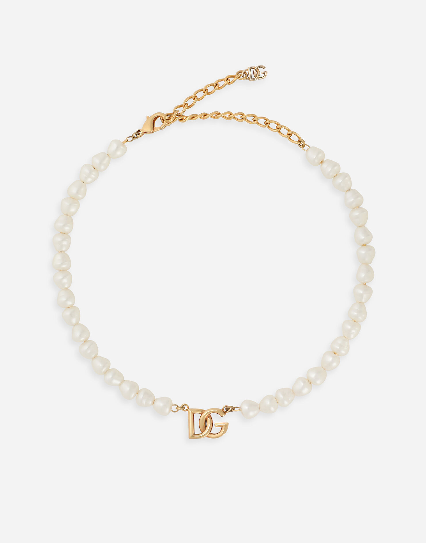 Link necklace with pearls and DG logo in Gold for Women | Dolce&Gabbana® US