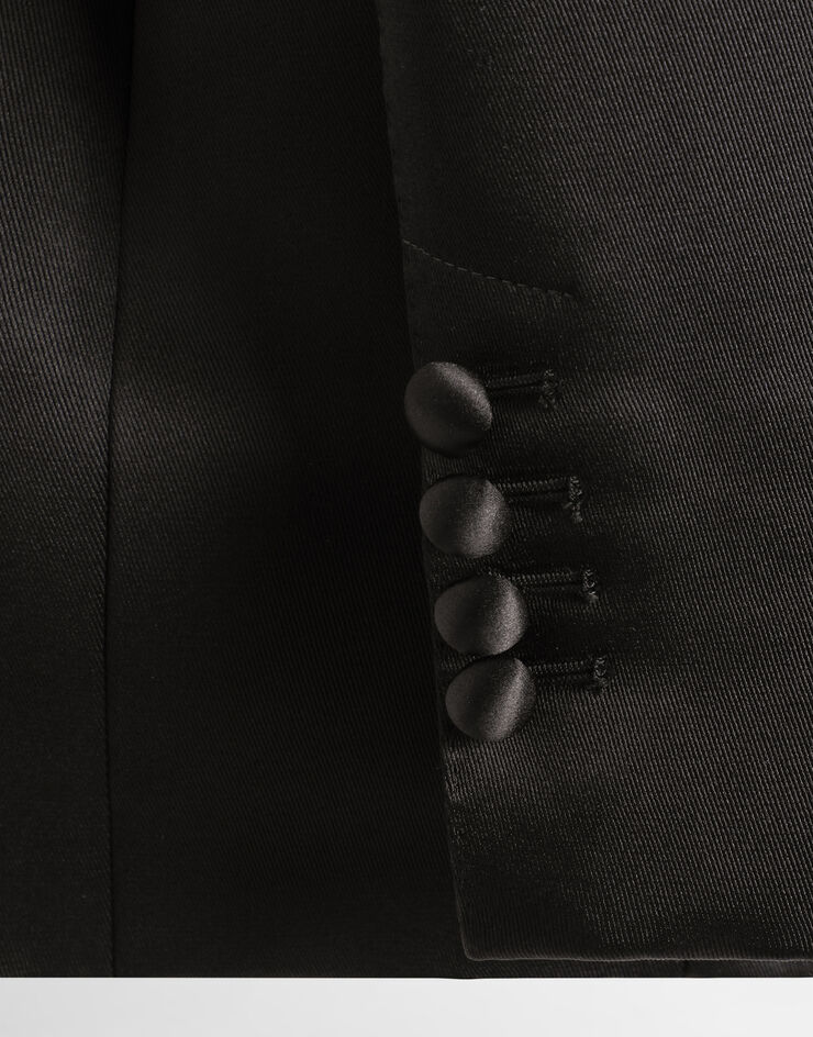 Chaqueta cruzada de raso duquesa con copas cónicas en Negro de Mujer ...