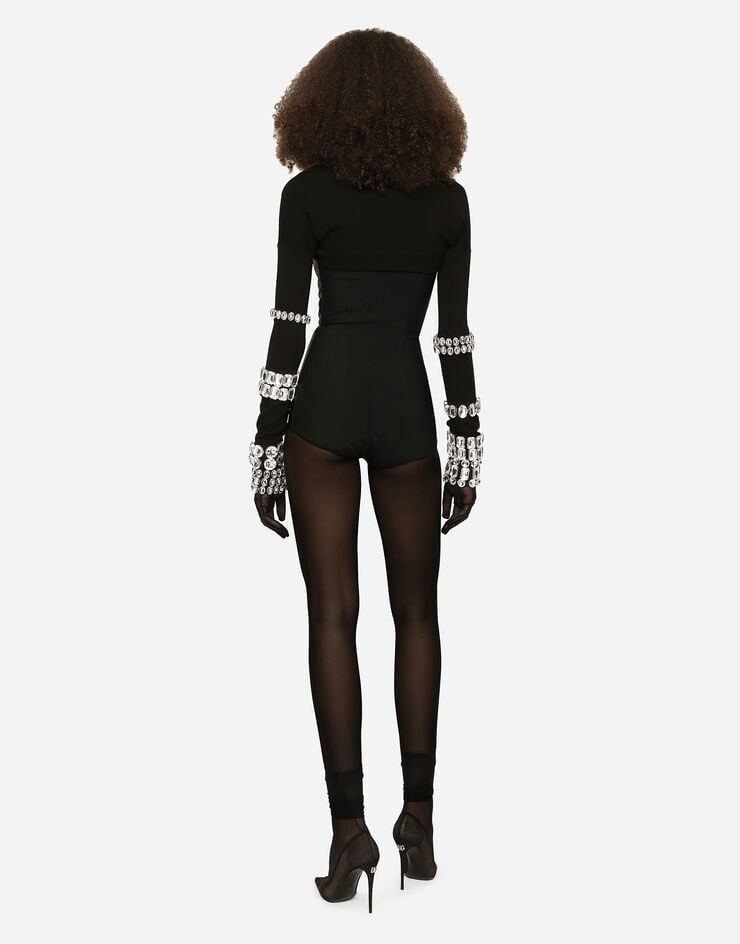 Kim Dolceandgabbana Jersey Milano Rib Shrug With Rhinestone Embellishment