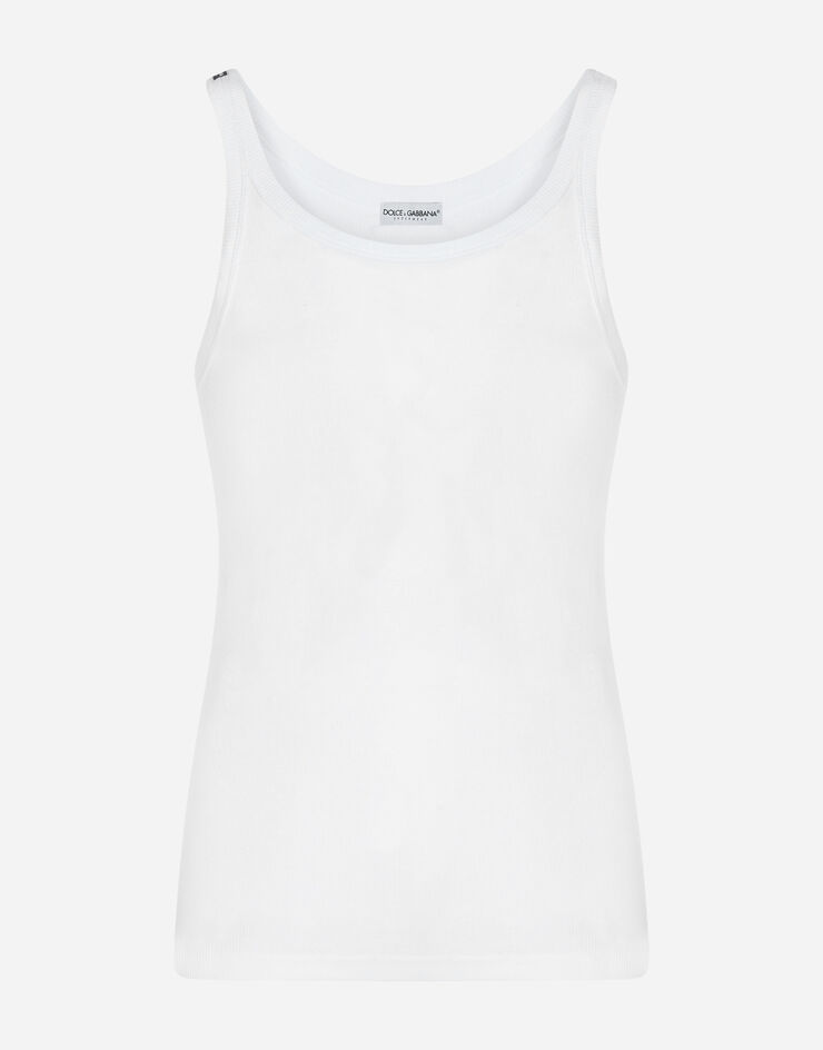 Tank top in ribbed cotton en BLANCO de Hombre | Dolce&Gabbana®