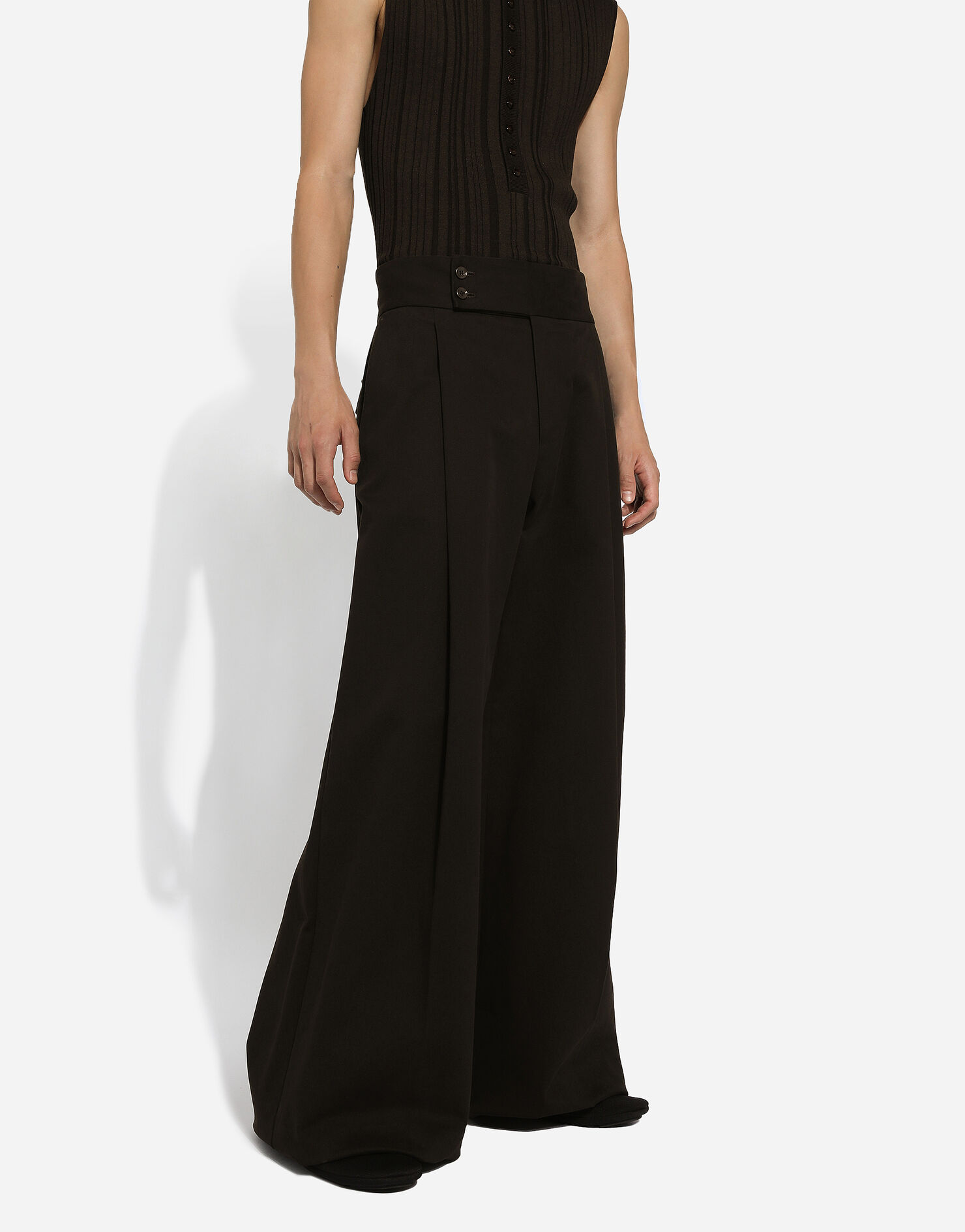 Tailored cotton pants with darts in Brown for Men | Dolce&Gabbana® US