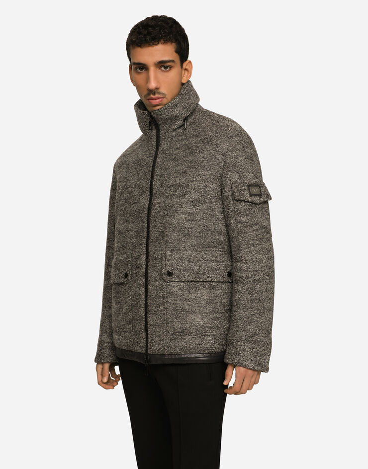 Padded wool jacket with branded tag in Multicolor for | Dolce&Gabbana® US