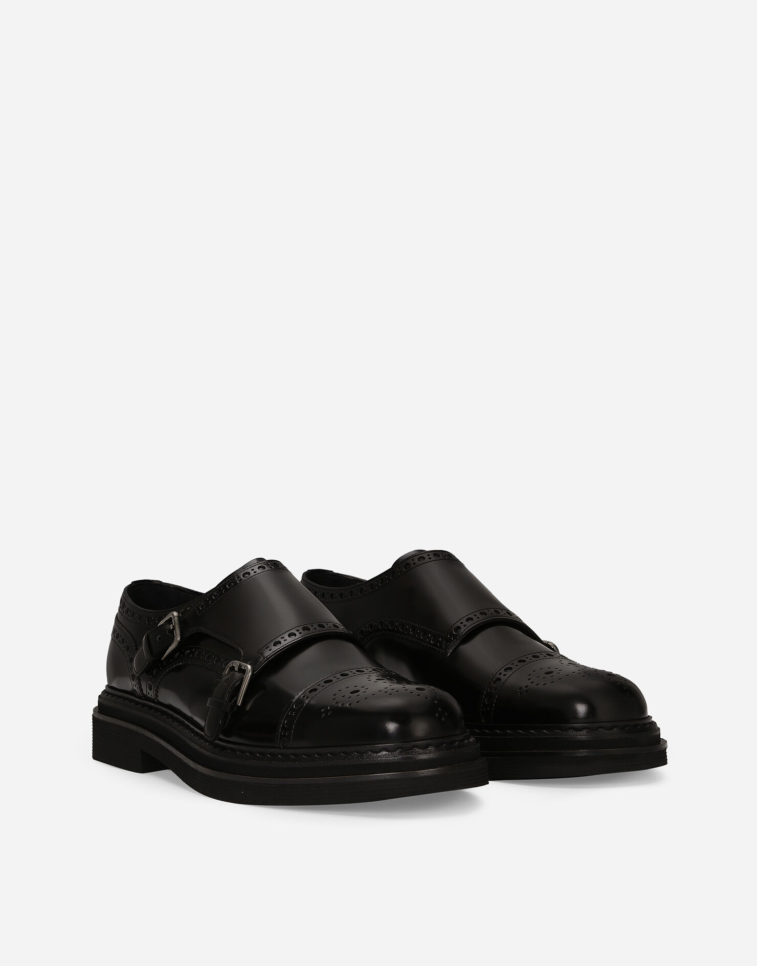 Brushed calfskin monkstrap shoes in Black for Men | Dolce&Gabbana® US