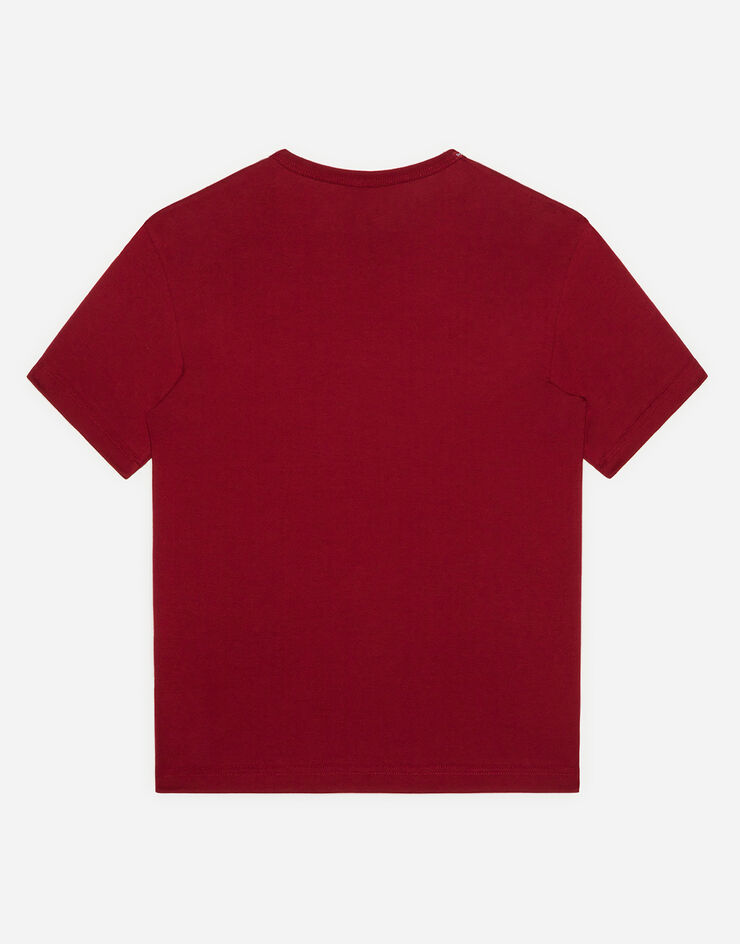 Jersey t-shirt with heraldic DG patch in RED for Men | Dolce&Gabbana® US