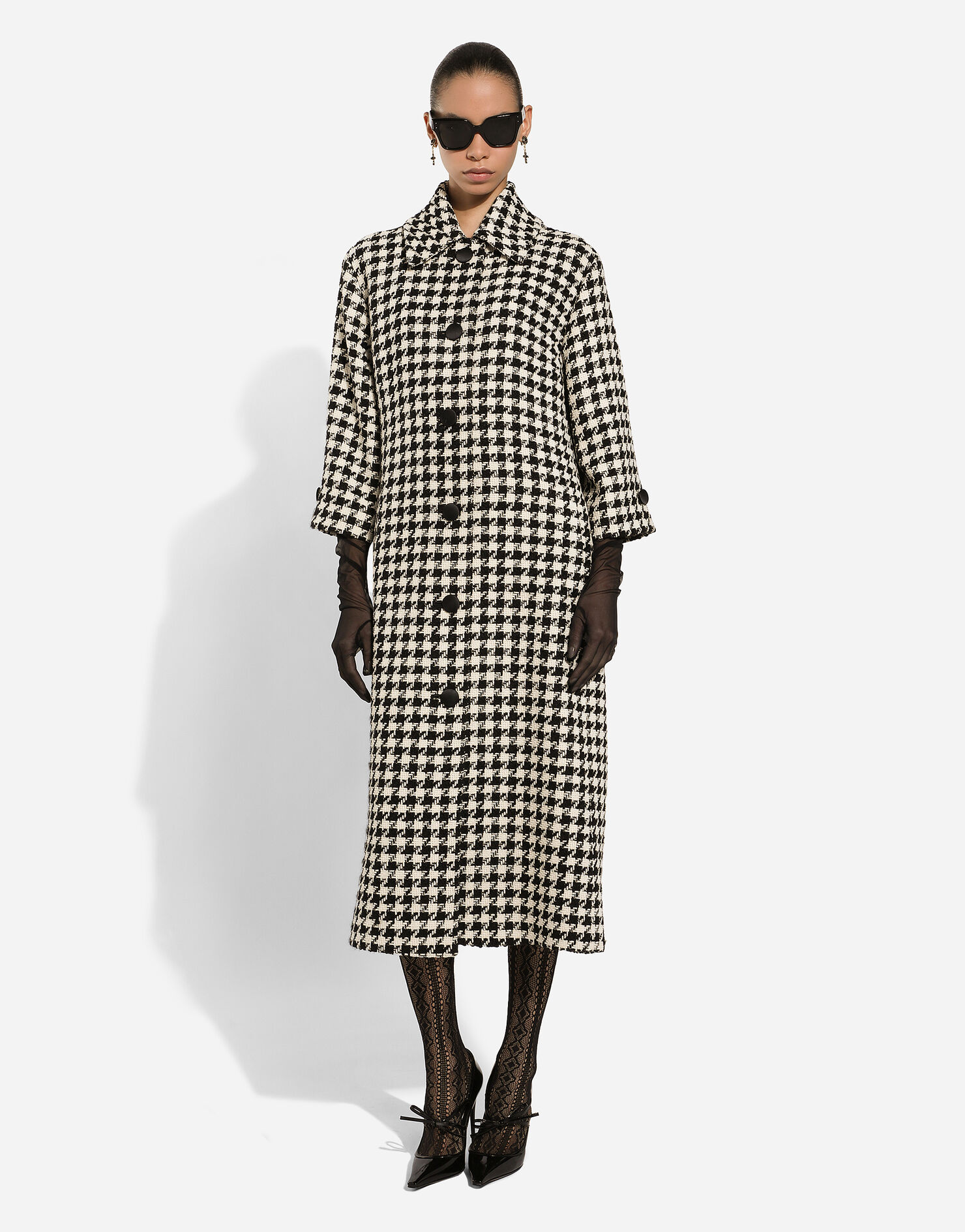 Single-breasted macro-houndstooth wool coat in Multicolor for Women ...