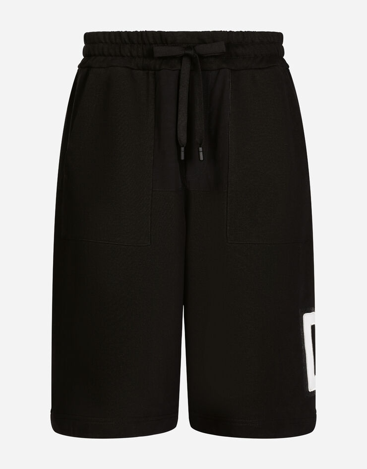 Jogging shorts with DG logo in Black for Men | Dolce&Gabbana®