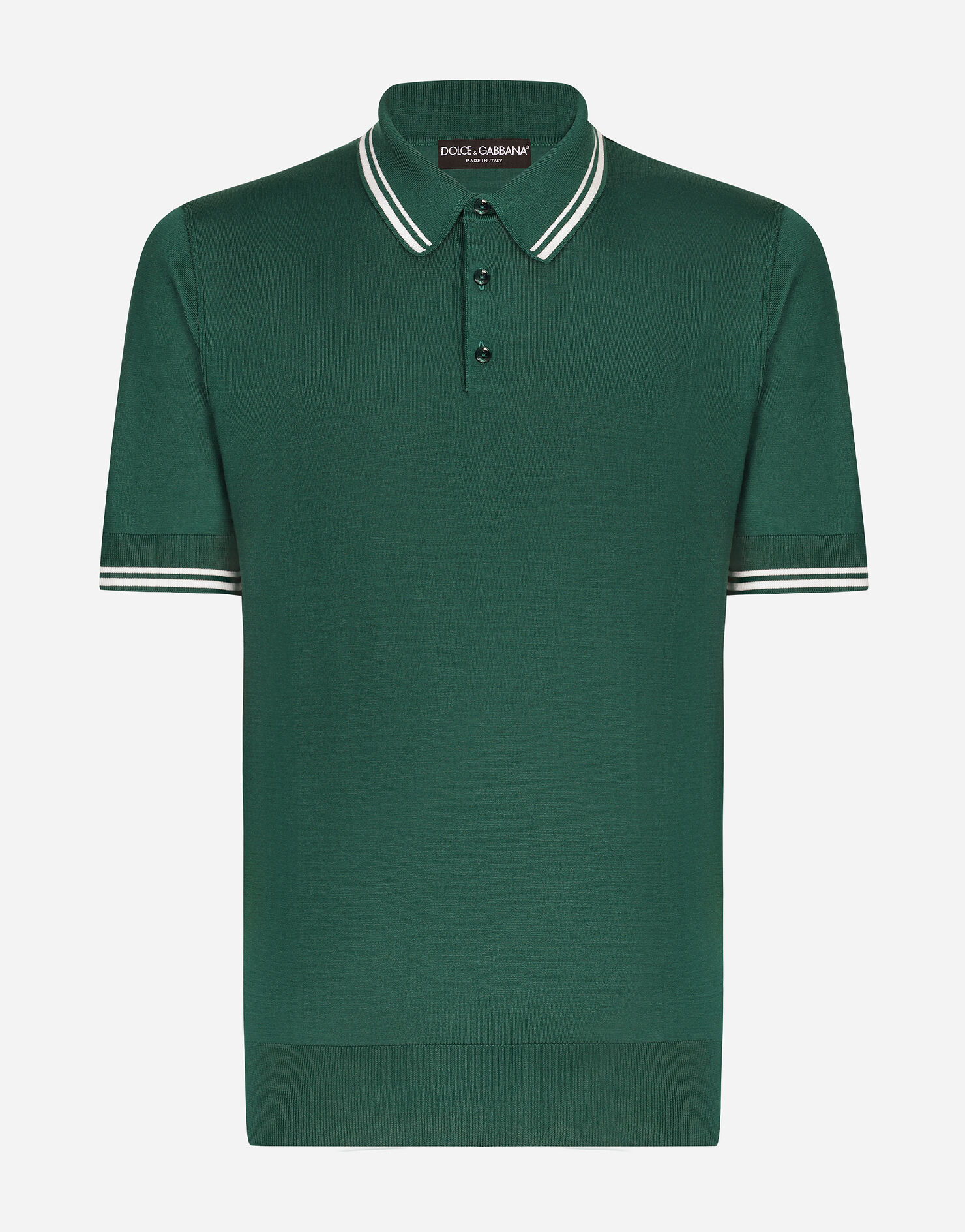 Silk polo-shirt in Green for Men | Dolce&Gabbana® US