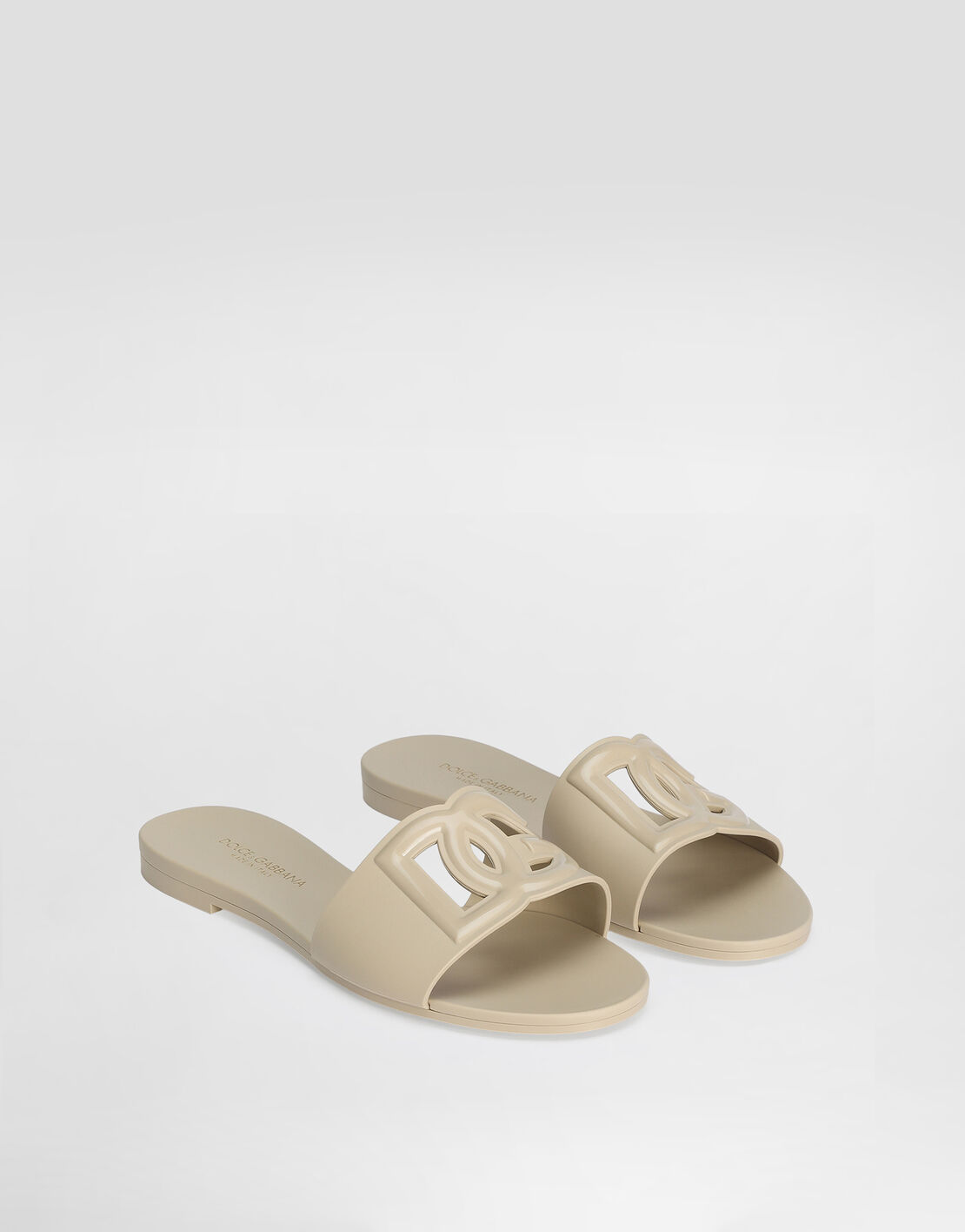 Rubber beachwear sliders in Beige for Women | Dolce&Gabbana® US