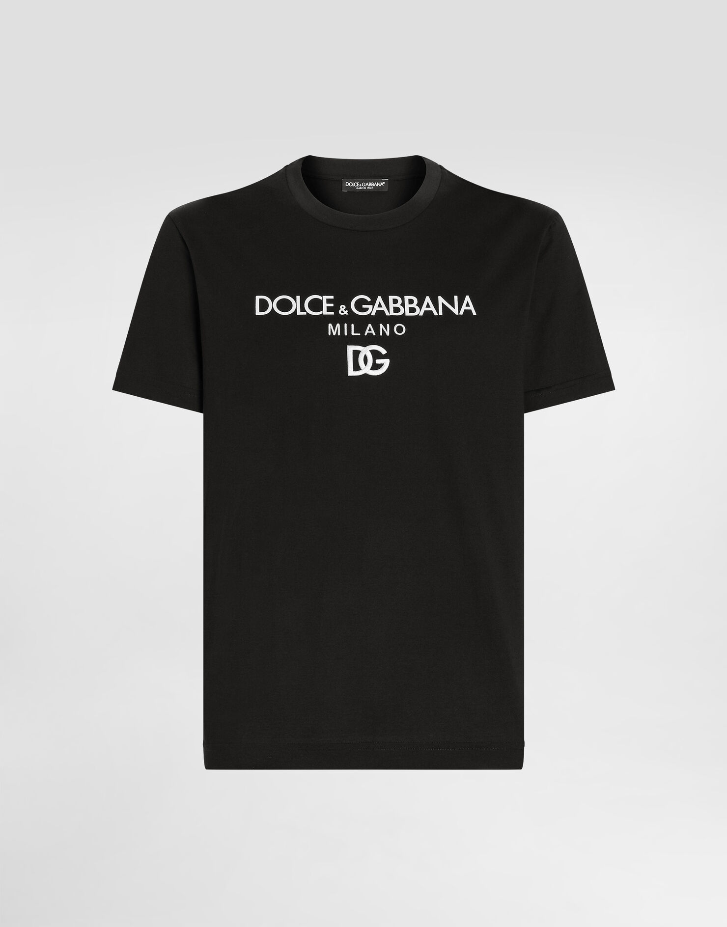 Cotton T-shirt with DG embroidery in Black for Men | Dolce&Gabbana® US