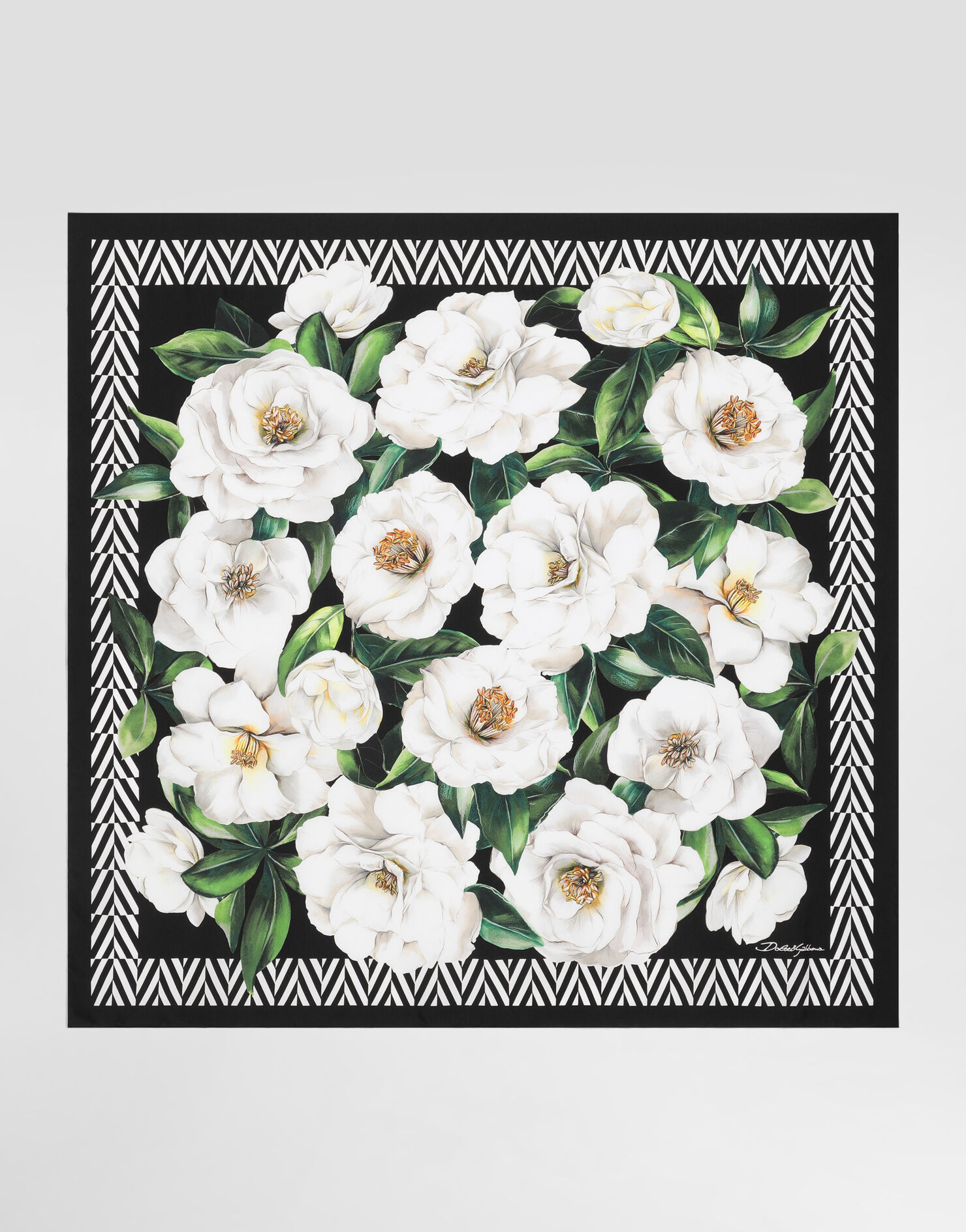 Gardenia-print silk twill foulard (90x90) in Print for Women | Dolce ...