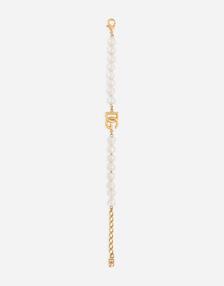 Link bracelet with pearls and DG logo in Gold for | Dolce&Gabbana® US