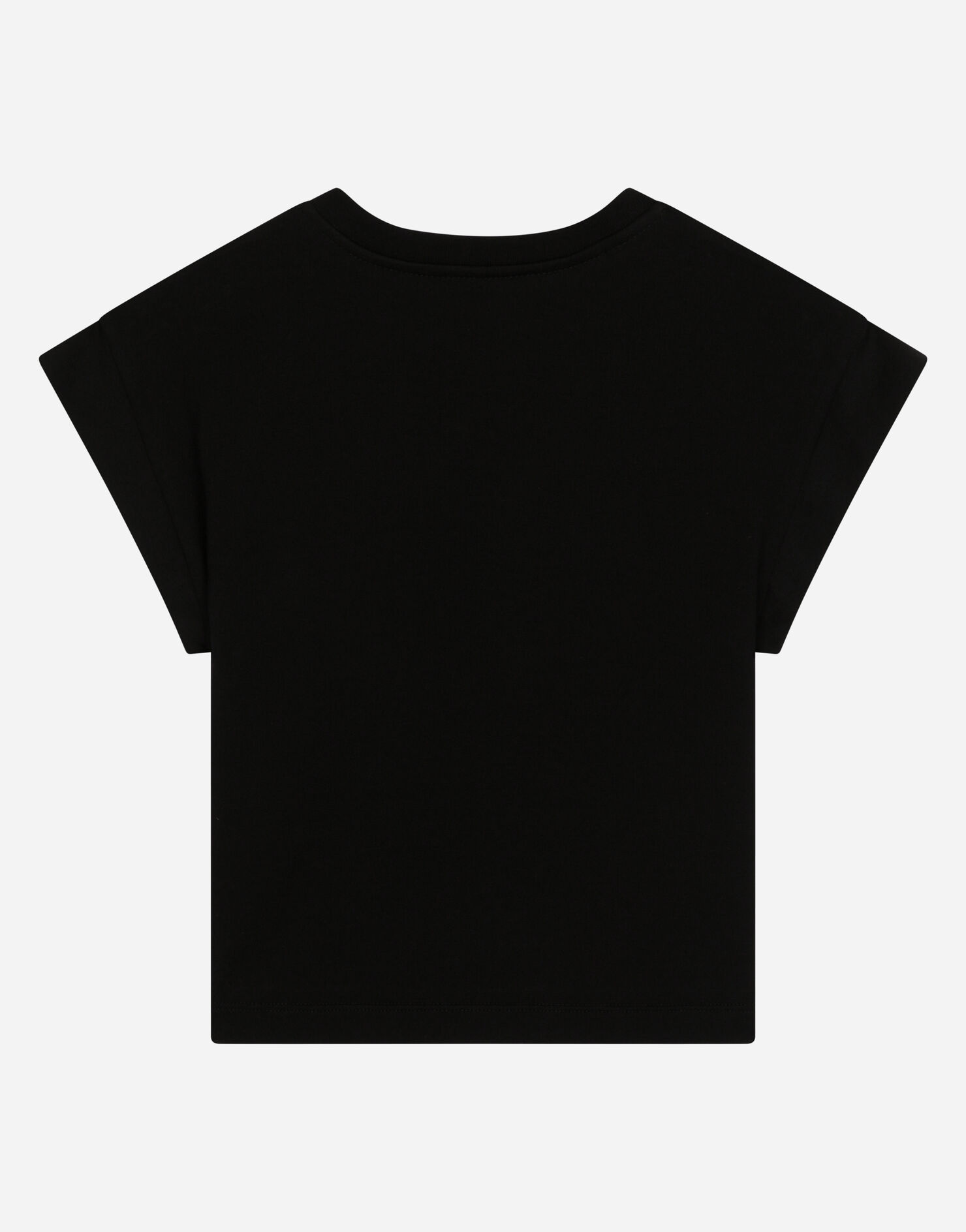 Jersey T-shirt with DG maxi-logo in Black for Girls | Dolce&Gabbana® US