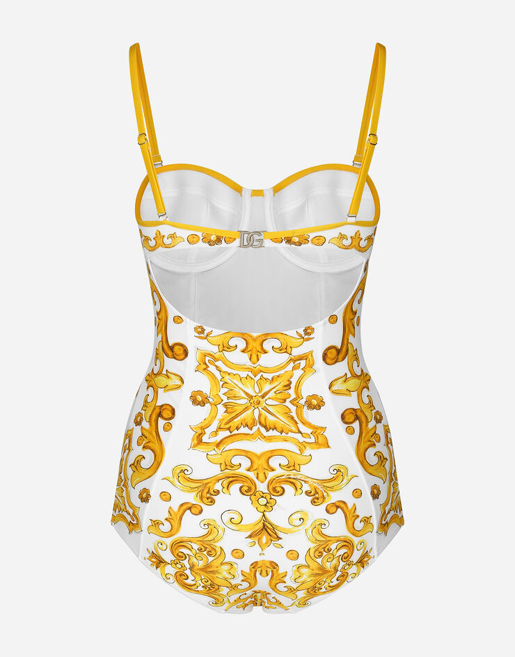 Majolica Print Balconette One Piece Swimsuit In Print For Women Dolce