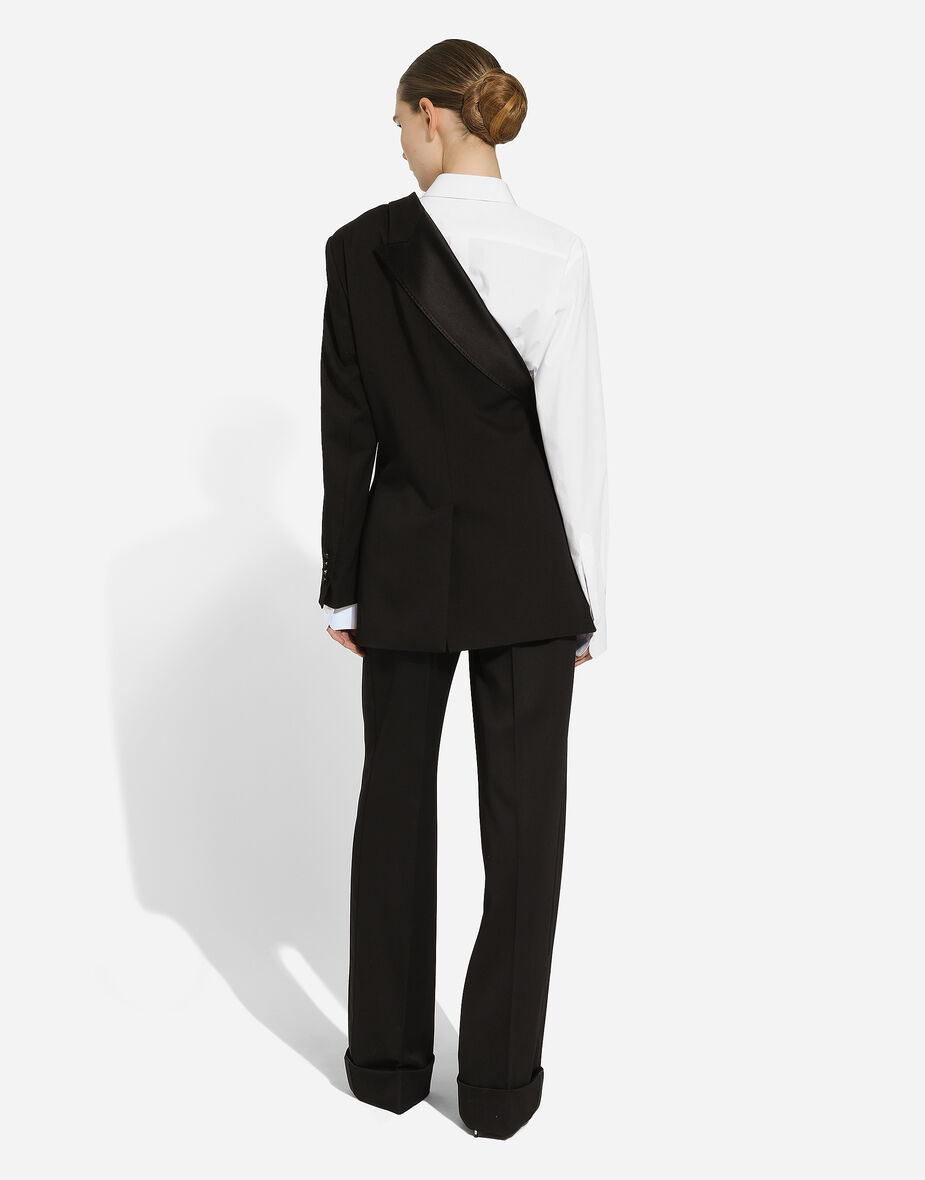 One-shoulder wool gabardine jacket in Black for Women | Dolce&Gabbana® US