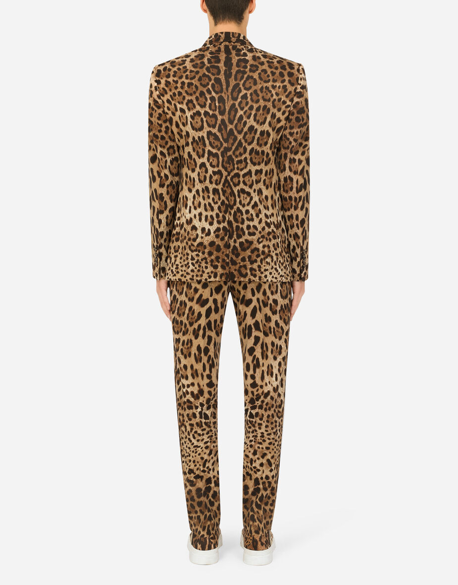 Double-breasted wool Sicilia-fit suit with leopard print in ANIMAL ...