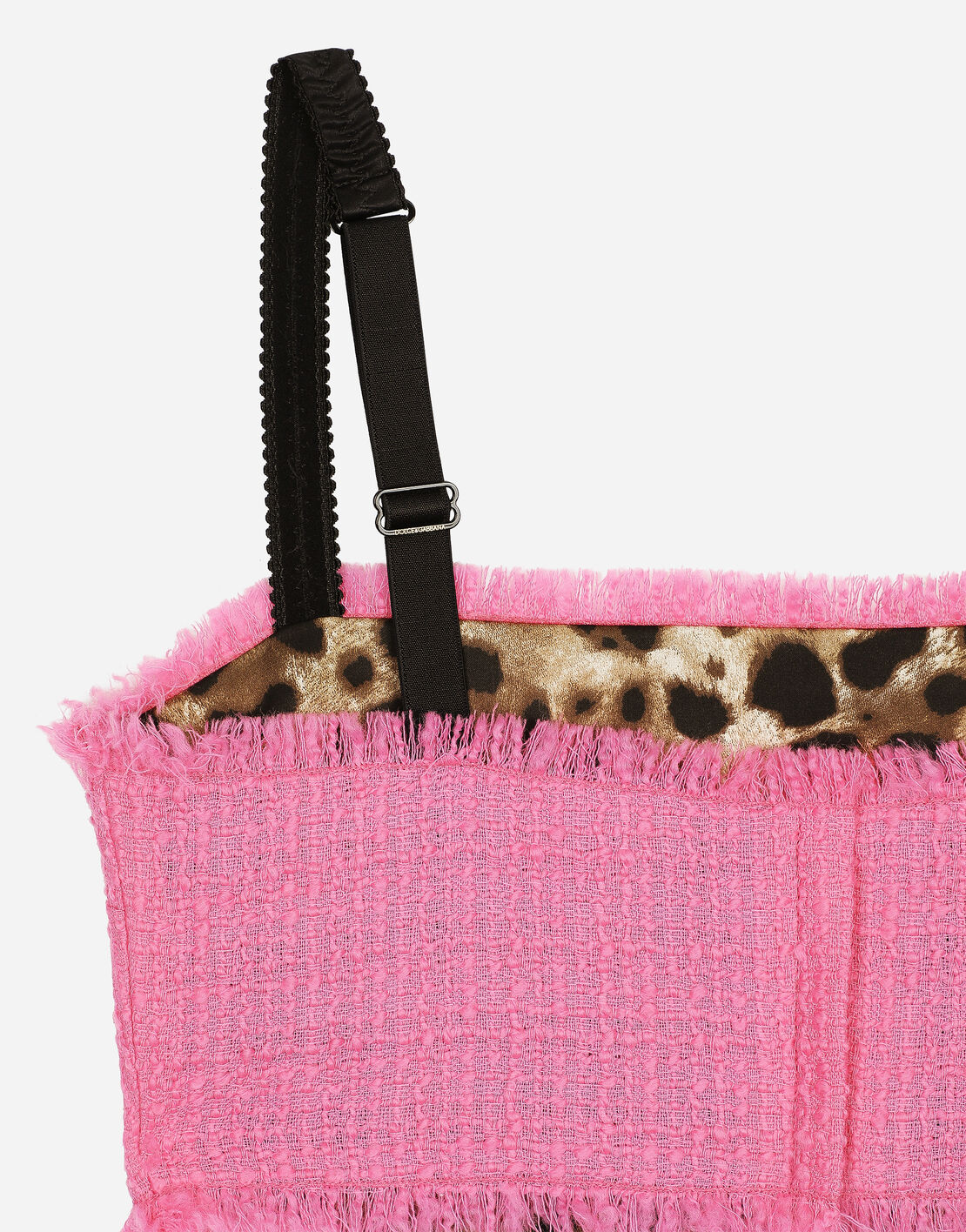 Raschel tweed crop top with straps in Pink for Women | Dolce&Gabbana® US