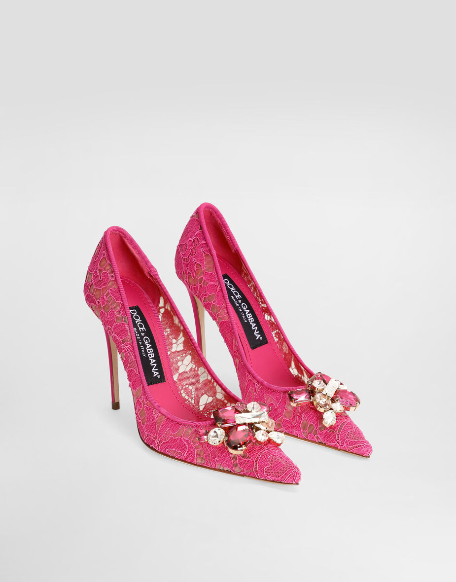 Rainbow lace pumps in lurex lace in Fuchsia for Women | Dolce&Gabbana® US
