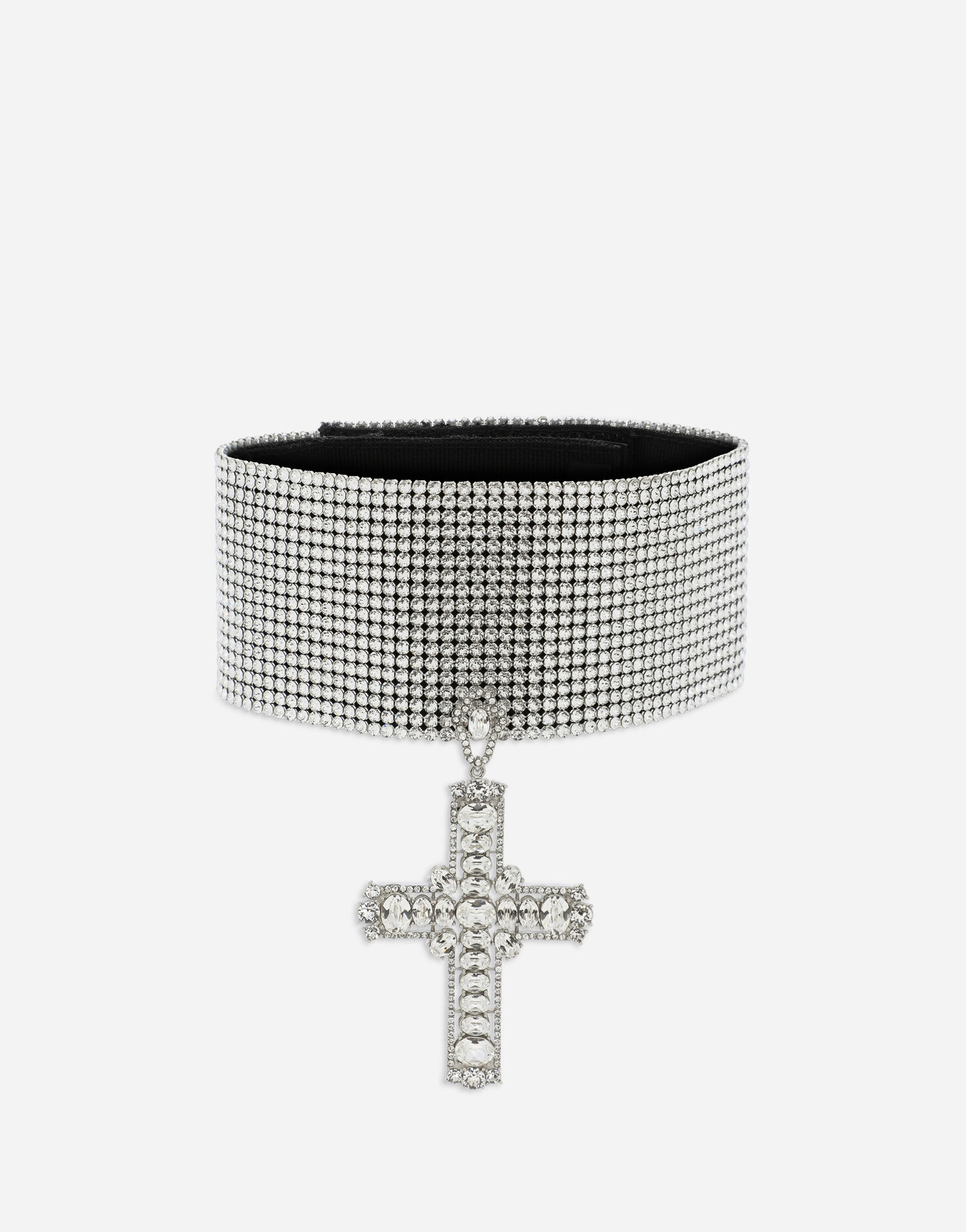 Crystal mesh choker with cross in Crystal for Women | Dolce&Gabbana® US
