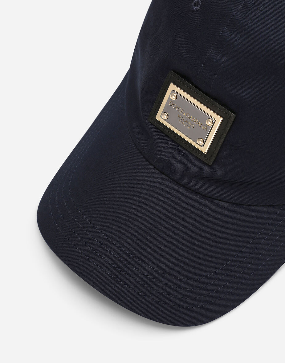 Cotton baseball cap with logo tag in Blue for Men | Dolce&Gabbana® US