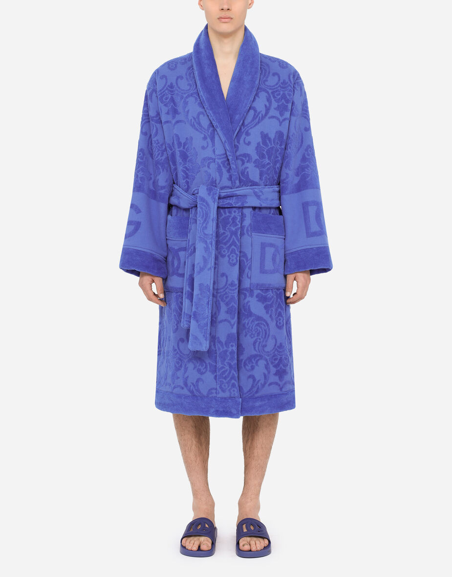 Bath Robe in Terry Cotton Jacquard in Multicolor | Dolce&Gabbana® US