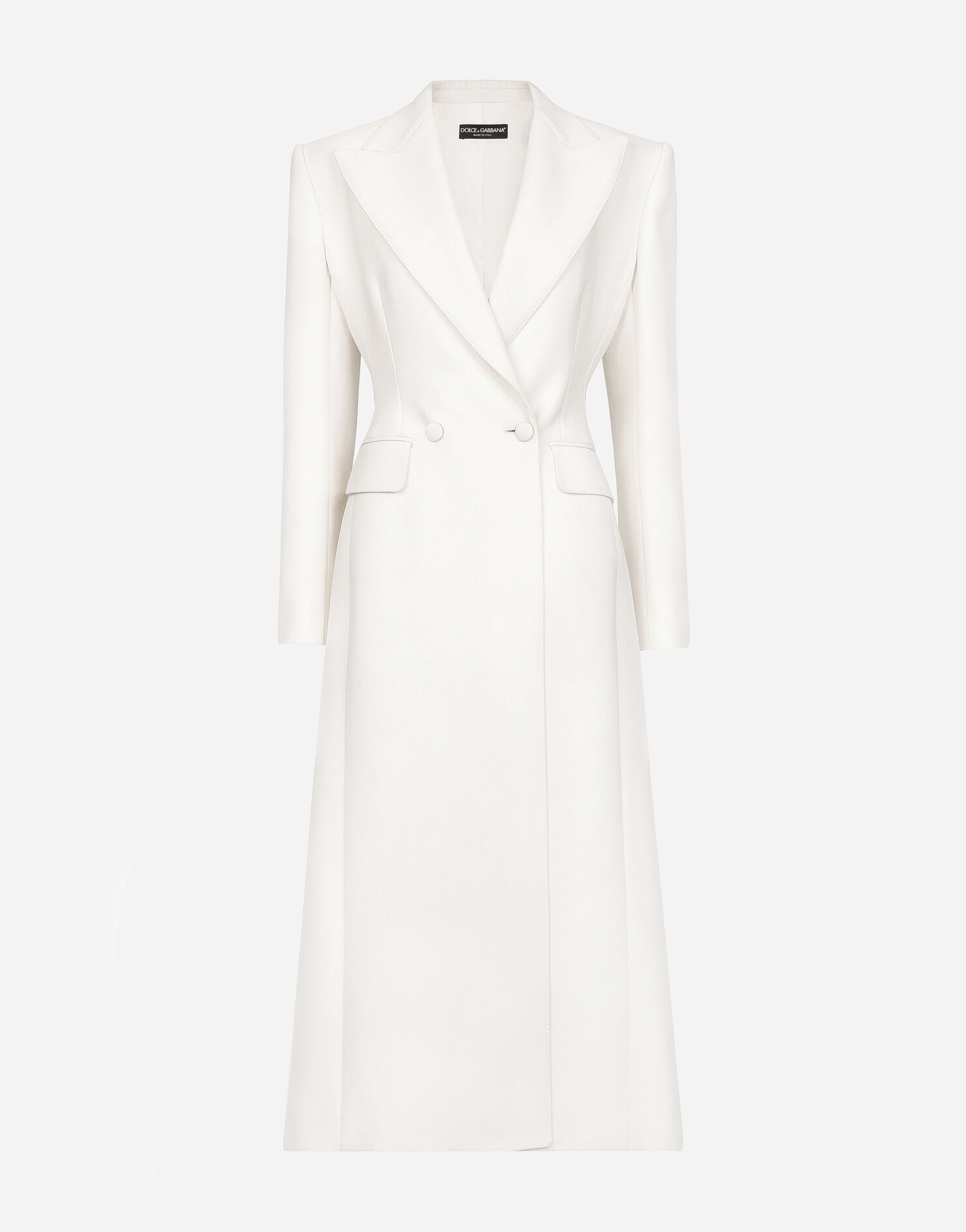 Long double-breasted wool cady coat in White for Women | Dolce&Gabbana® US