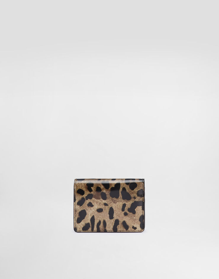 Polished calfskin wallet with leopard print in Animal Print for Women ...