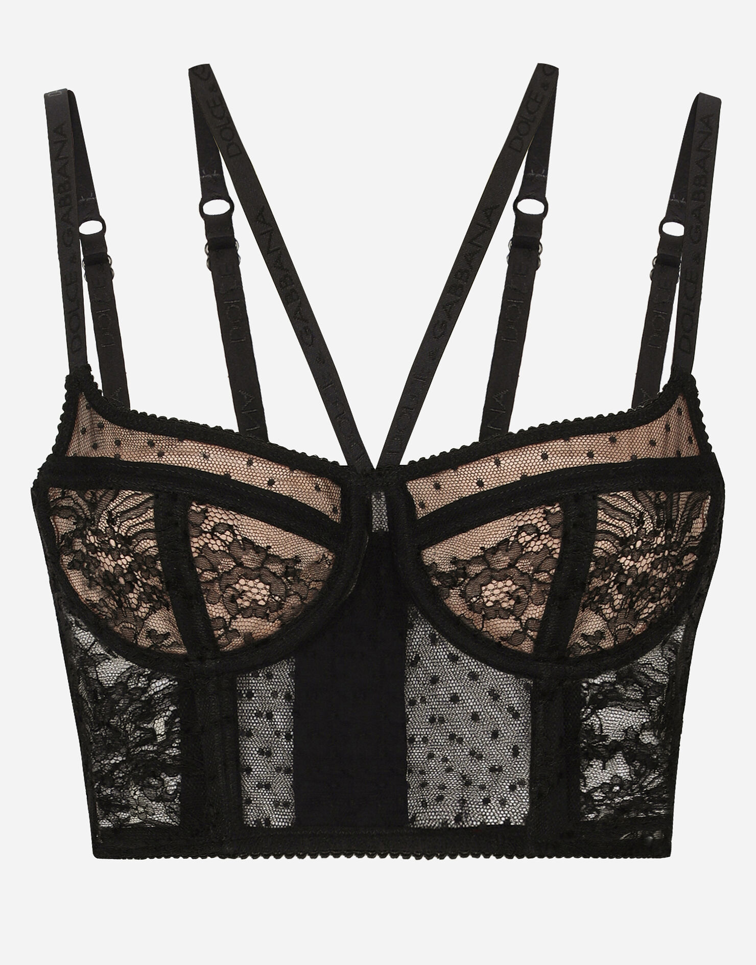 Lace lingerie bustier with straps in Black for Women | Dolce&Gabbana® US