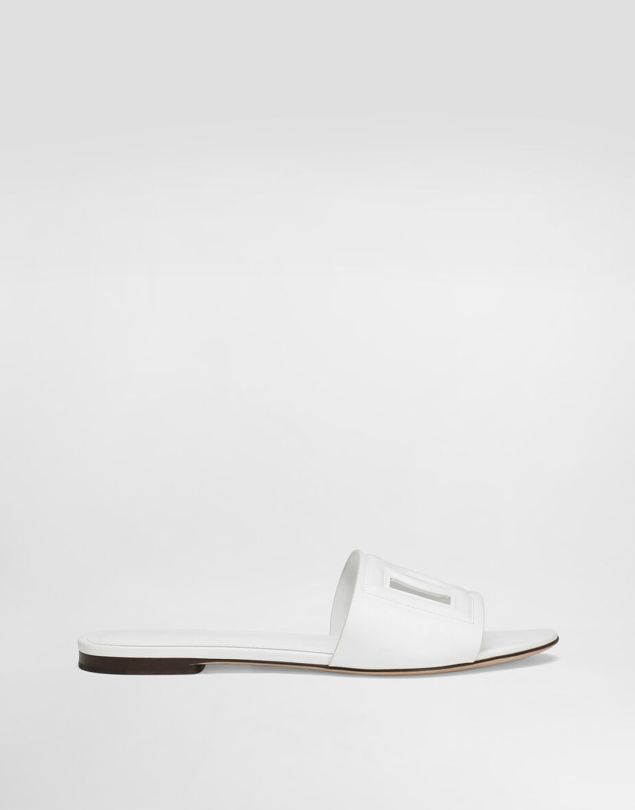 Calfskin slides with DG logo in White for Women | Dolce&Gabbana® US