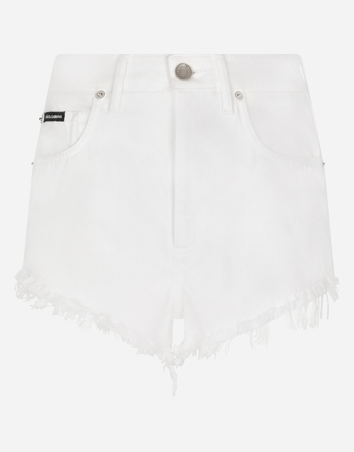 Denim shorts with ripped details and abrasions in White for Women ...