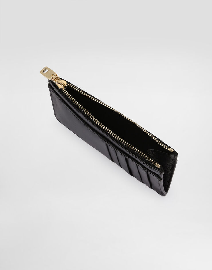 Calfskin card holder with DG logo in Black for Women | Dolce&Gabbana®