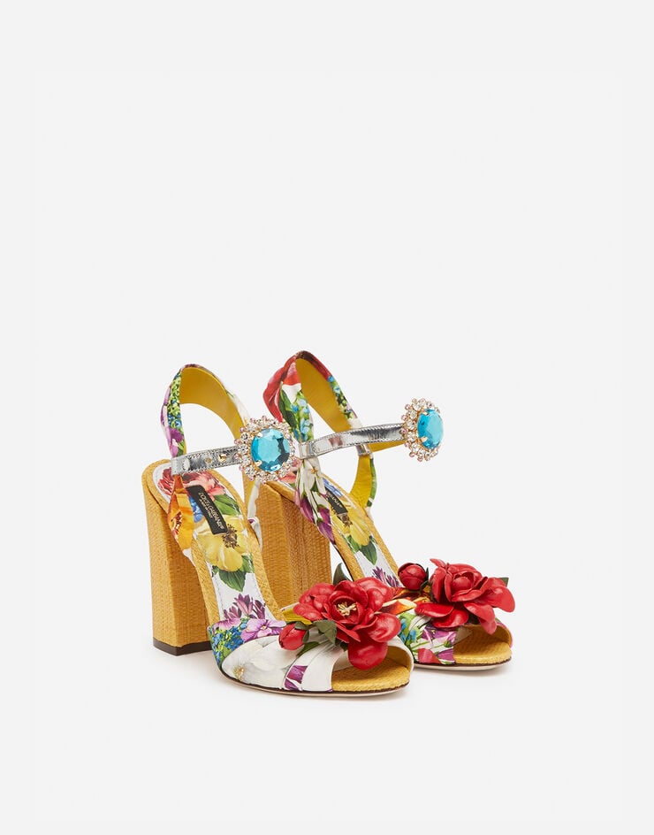 TWILL SILK SANDALS WITH EMBROIDERY