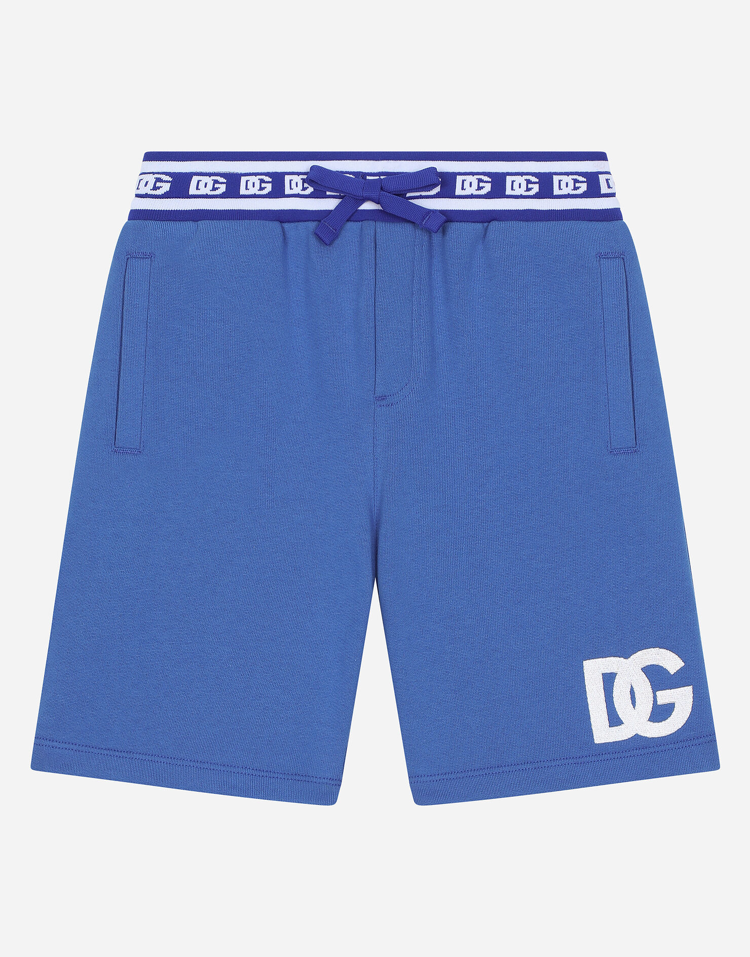 Jersey jogging shorts with DG logo in Blue for Boys | Dolce&Gabbana® US