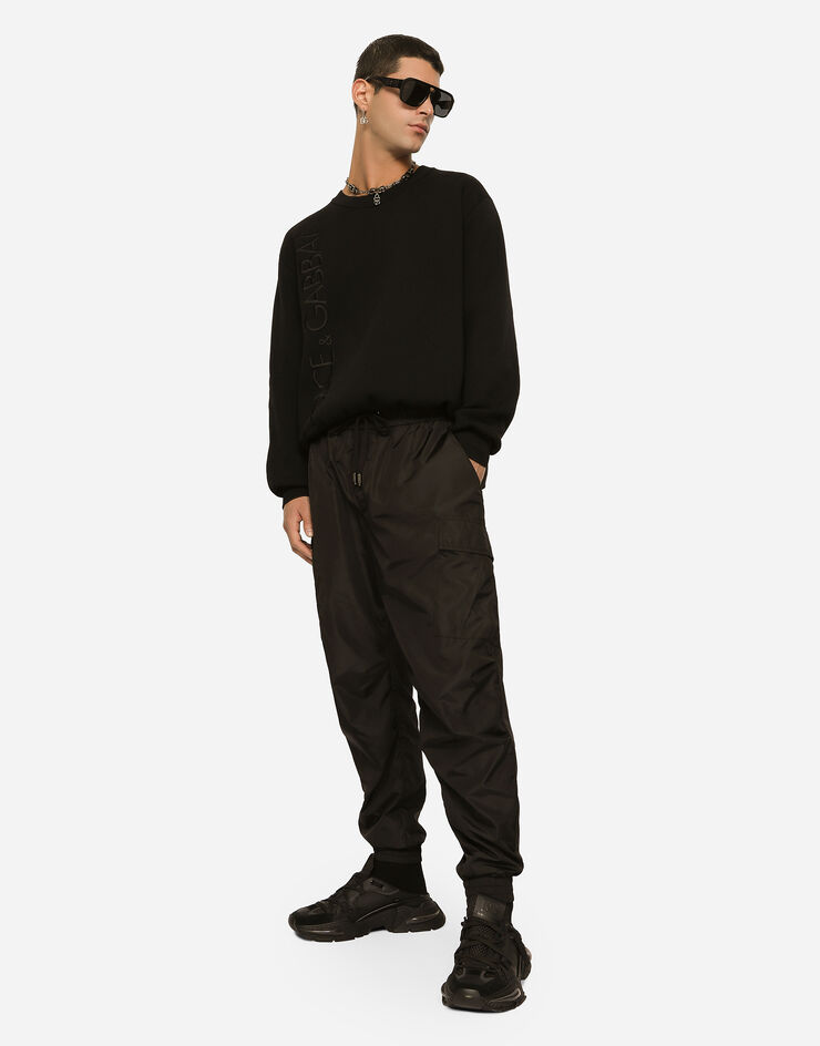 Nylon cargo pants with logo tag in Black for | Dolce&Gabbana® US