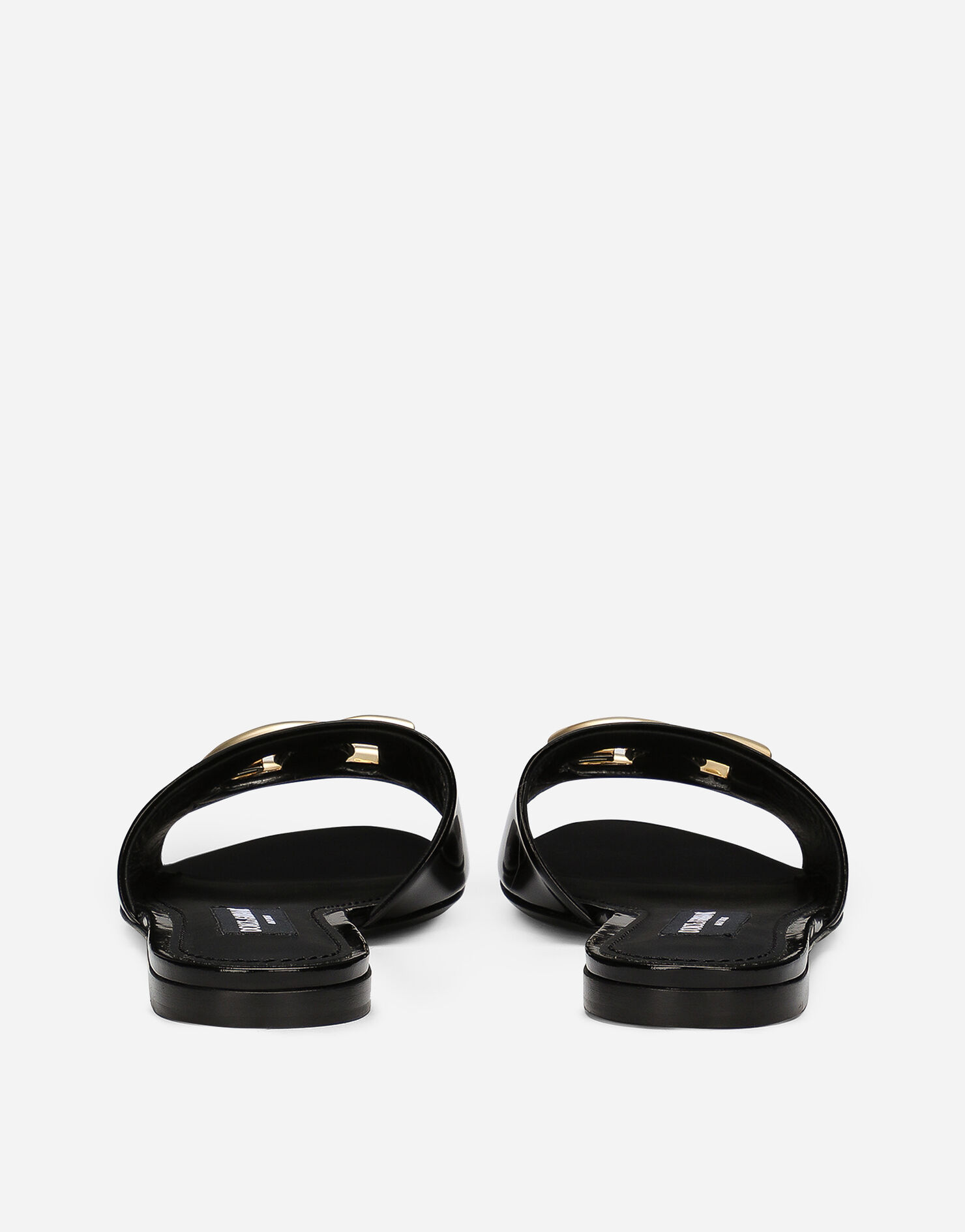 Polished calfskin sliders in Black for Women | Dolce&Gabbana® US