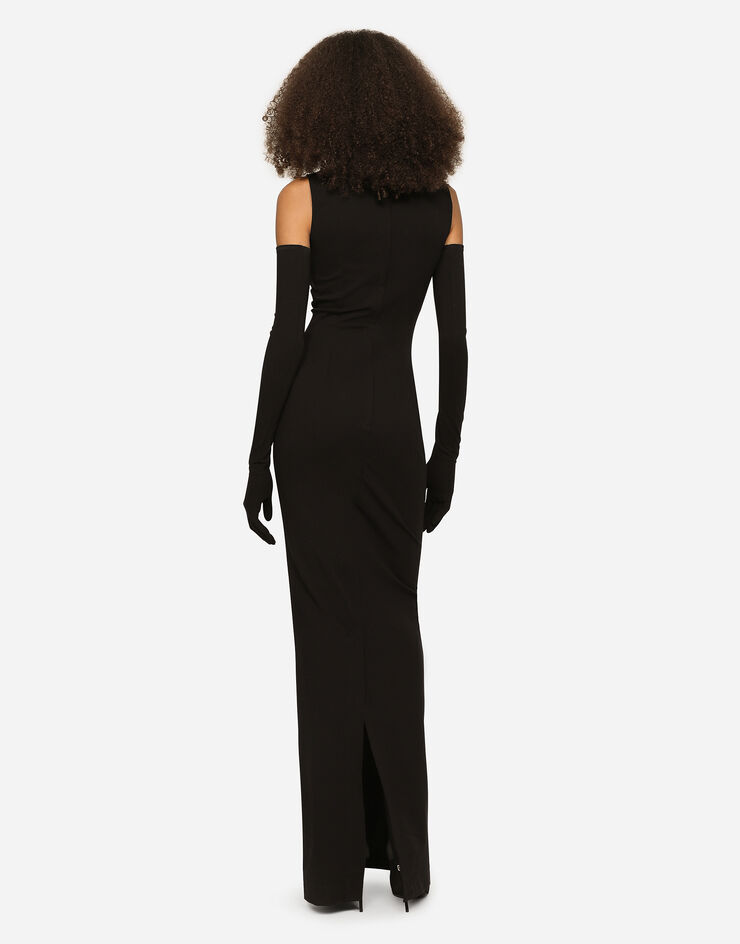 Kim Dolceandgabbana Long Jersey Milano Rib Dress In Black For Women