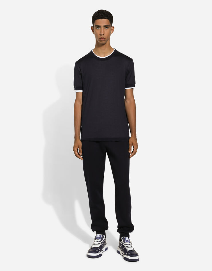 Cotton Jogging Pants With Tag In Blue For Men Dolceandgabbana®