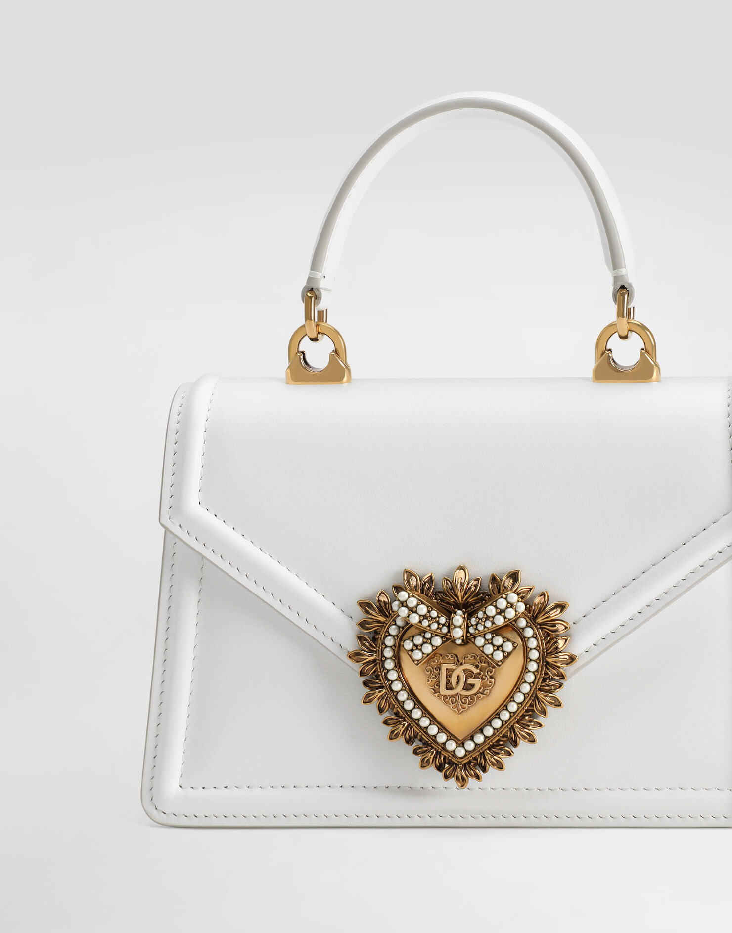 Small smooth calfskin Devotion bag in White for Women | Dolce&Gabbana® US