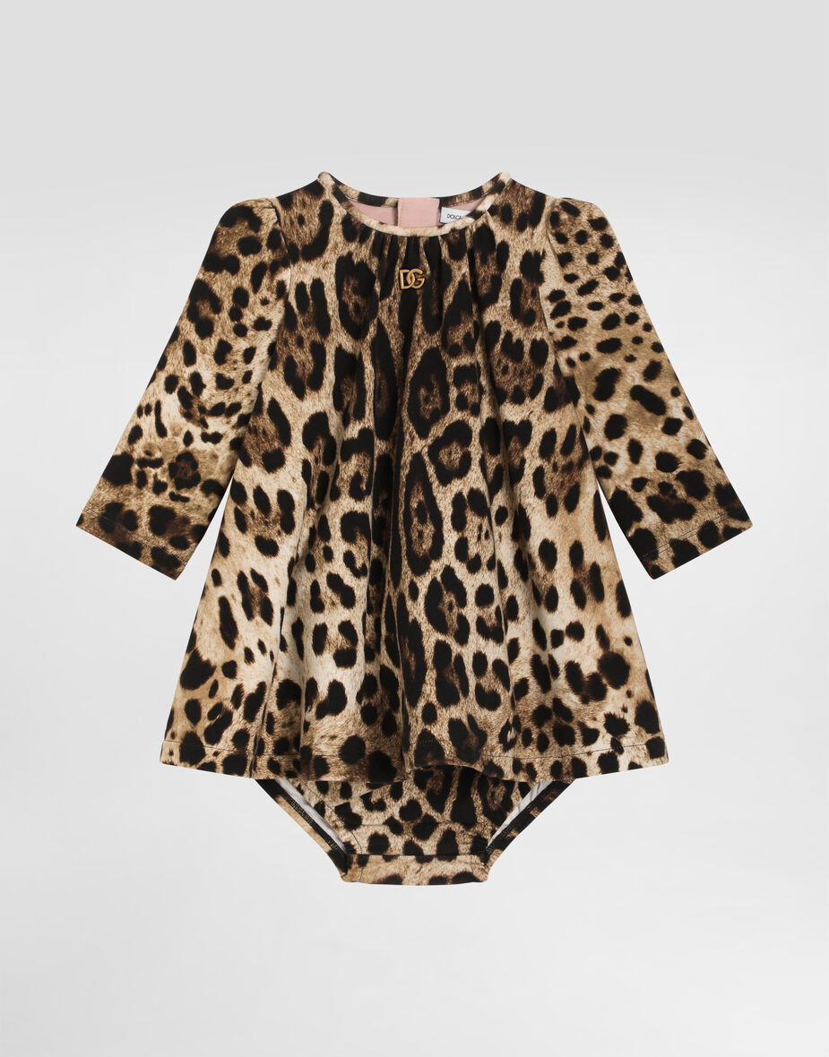 Leopard-print interlock dress in Print for Girls | Dolce&Gabbana®