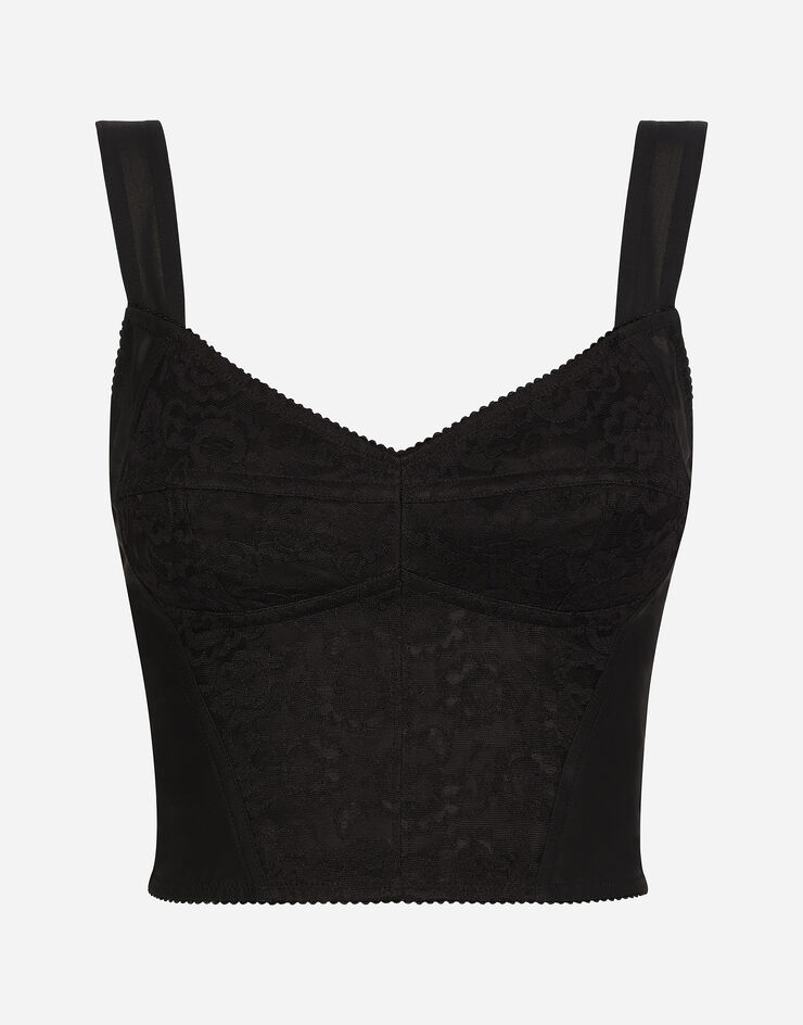 Corpiño-corsé de tejido corsetero en jacquard y encaje in Negro for ...
