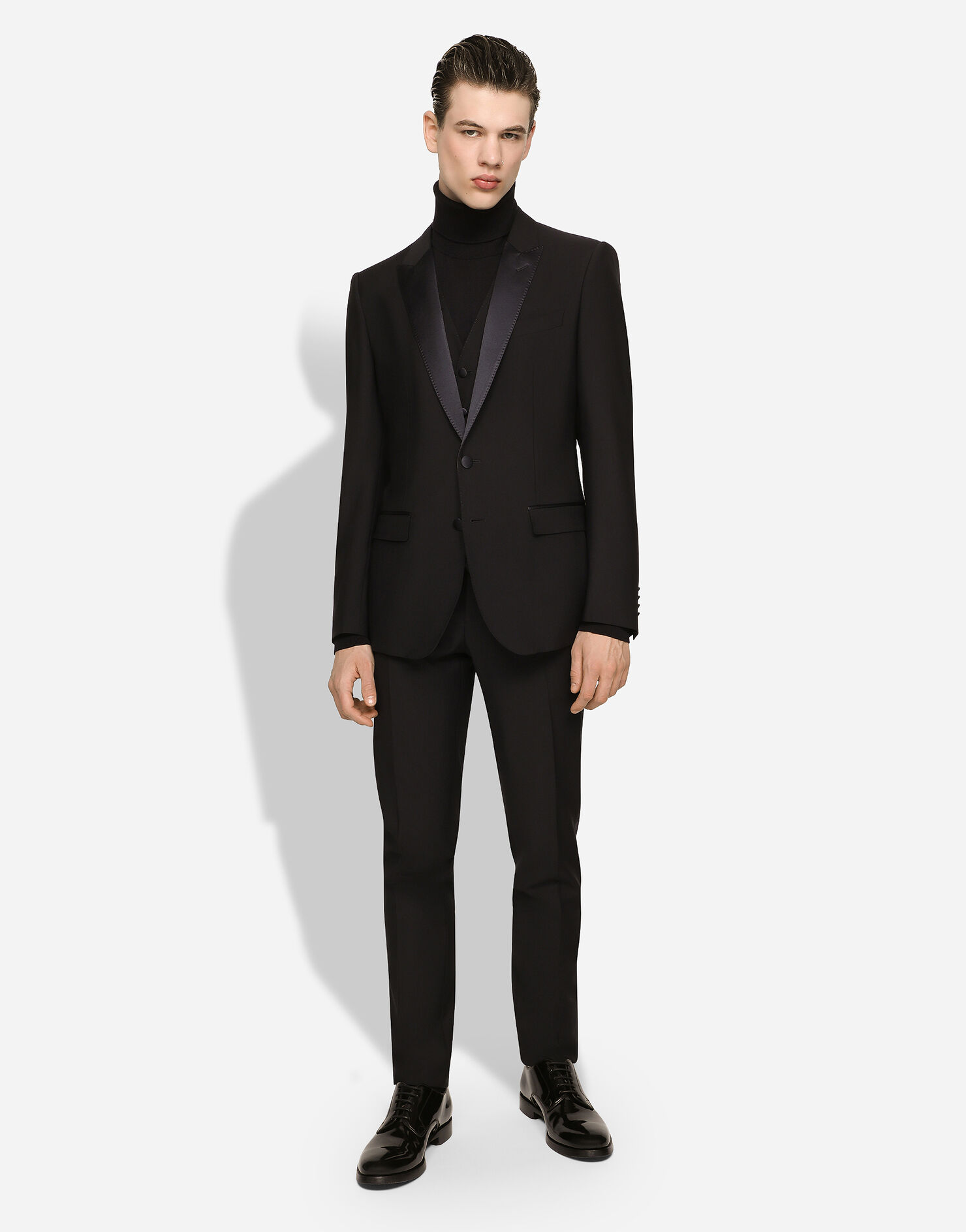 Single-breasted wool Martini-fit tuxedo suit in Blue for Men | Dolce ...