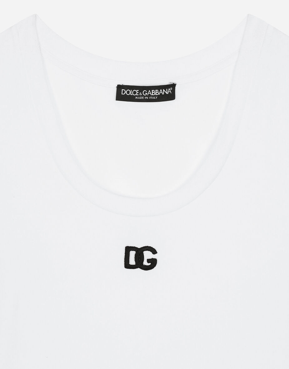 Jersey T-shirt with DG logo in White for Women | Dolce&Gabbana® US