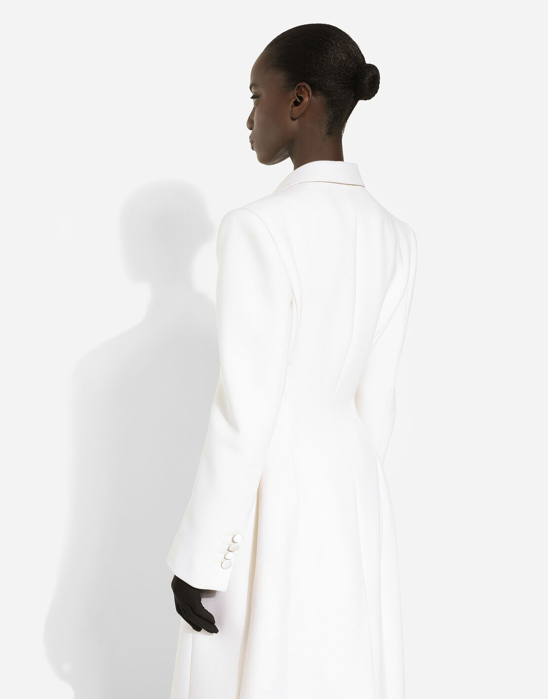 Long double-breasted wool cady coat in White for Women | Dolce&Gabbana® US