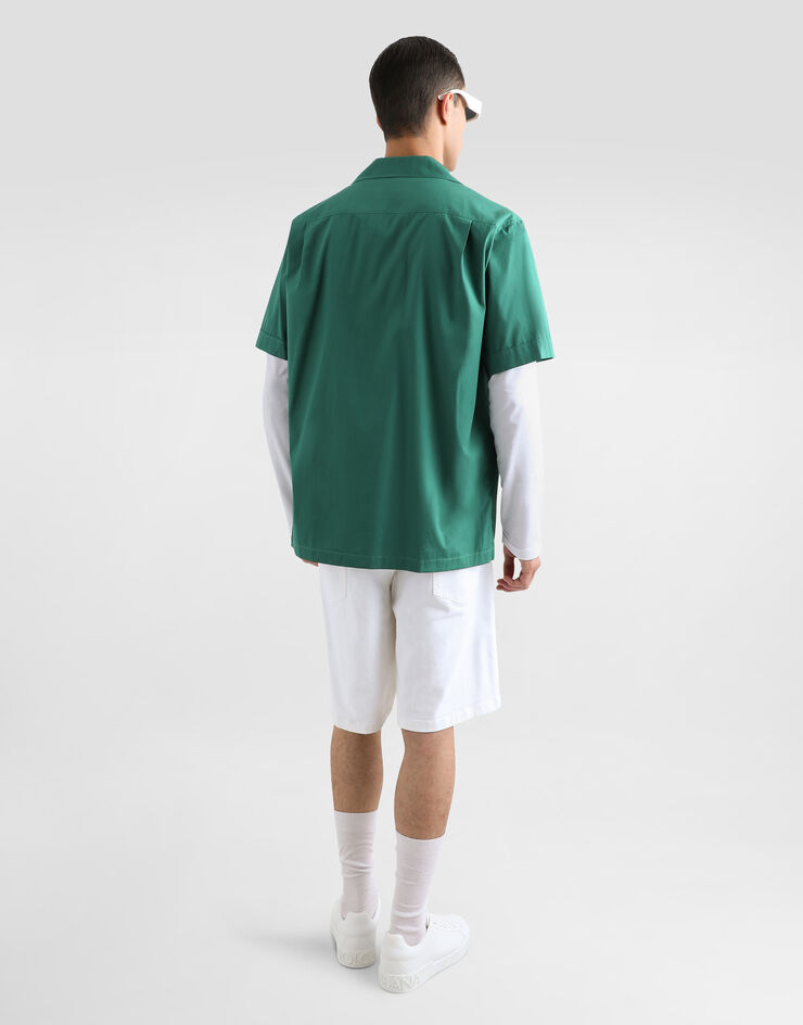 Cotton Hawaiian shirt with branded tag in Multicolor for Men | Dolce ...