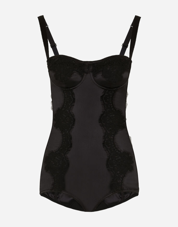 Bodi íntimo balconette de seda con encaje en Negro de Mujer | Dolce ...