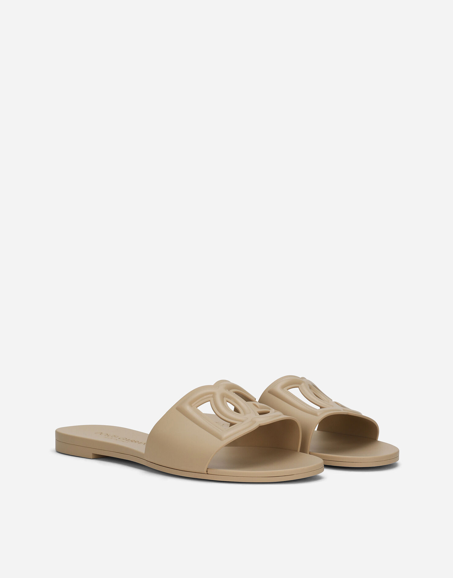 Rubber beachwear sliders in Beige for Women | Dolce&Gabbana® US