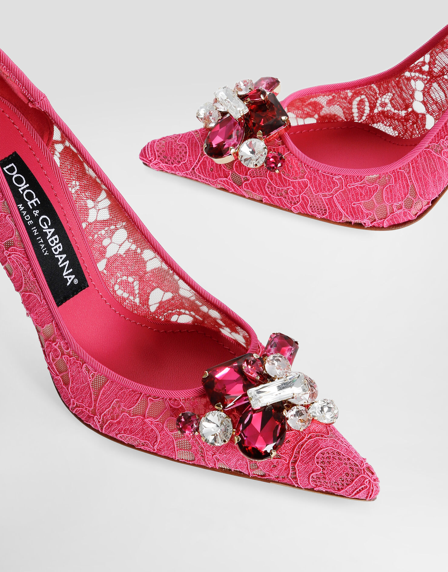 Rainbow lace pumps in lurex lace in Fuchsia for Women | Dolce&Gabbana® US