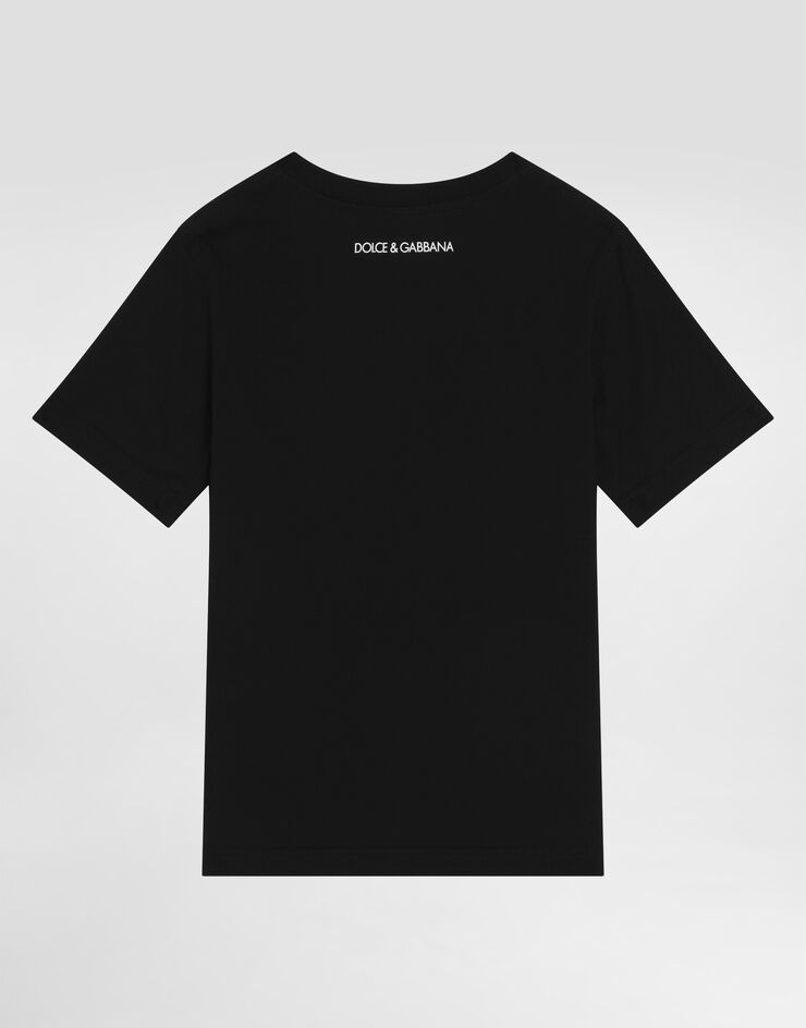 Jersey T-shirt with DG logo in Black for Boys | Dolce&Gabbana®